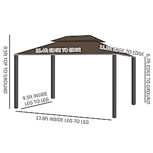 Outsunny 11' x 15' Hardtop Gazebo Canopy with Polycarbonate Roof, Aluminum Frame, Permanent Pavilion Outdoor Gazebo with Netting, for Patio, Garden, Backyard, Deck, Lawn, Beige