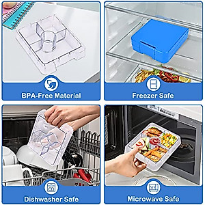 Bento Lunch Box Set With 10oz Soup Thermo, Leak-proof Lunch Containers with 4 Compartment, Kids Hot Thermo Food Jar/Insulation Lunch Bag, Food Containers for School （Solid）
