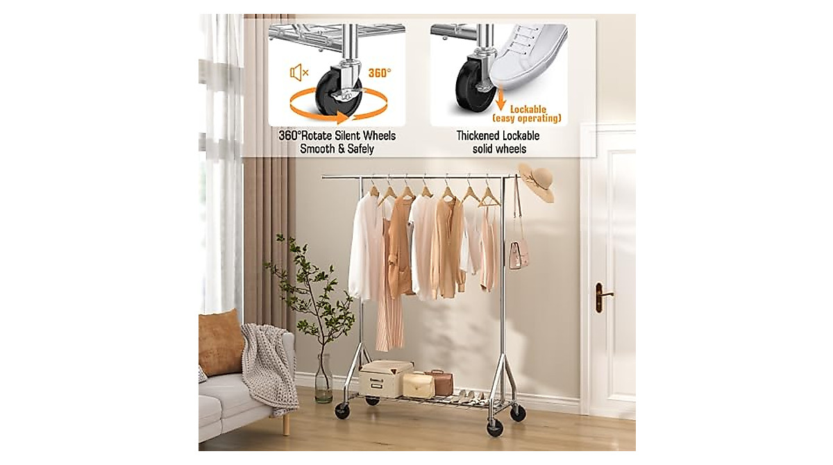 HYSEYY Heavy Duty Clothes Rack - 450 LBS Capacity