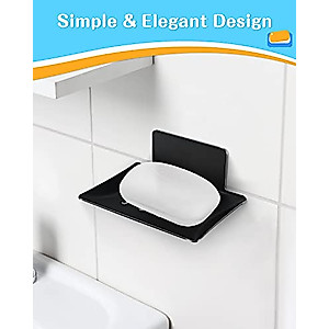 MOVNO 2 Pack Soap Dish Shower Waterfall-Matte Black SUS304 Stainless Steel Soap Tray, Soap Saver Drainer for Shower/Bathroom/Kitchen/Counter Top, Keep Soap Bars Dry & Clean