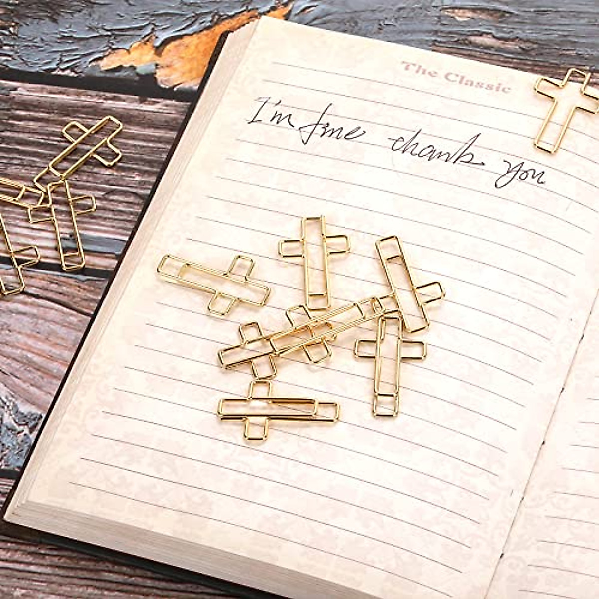 60Pcs Cross Paper Clips Metal Journaling Paper Clamps Bible Study Supplies Gold Paperclips Holder Office Paper Clamps for Document Files Christian Bookmark Coworker Teacher Gifts Bible Accessories