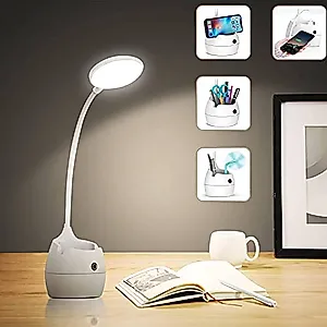 GSBLUNIE College Dorm Room Essentials - Desk Lamp, Pen Holder, 360° Gooseneck Desktop LED Desk Lamp with USB Charging Port, 3 Lighting Modes & 3 Brightness Levels, Table Lamp for Home Office
