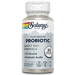 SOLARAY Mycrobiome Probiotic Adult 50+ Formula | Healthy Digestion, Metabolism, Energy, Colon & Urinary Tract Support | 30 Billion CFU | 30 VegCaps