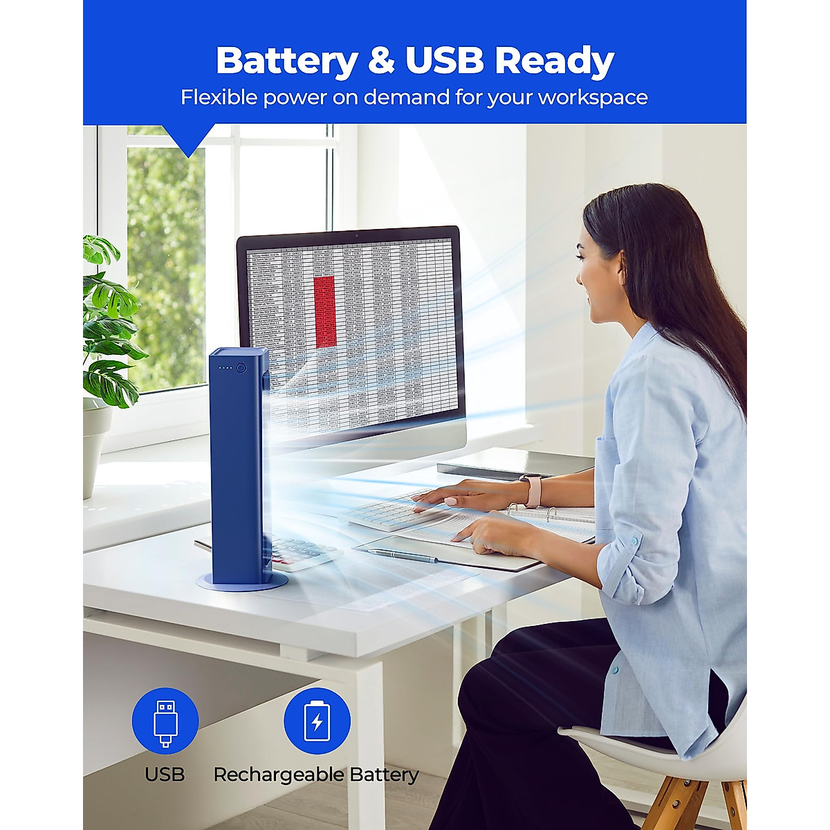 Lygee Desk Fan 3-Speed Oscillating Bladeless Desktop Cooling Fan with Remote, Office Home Bedroom Cooling Companion, Upright Flat-Lying or Wall-Mounted