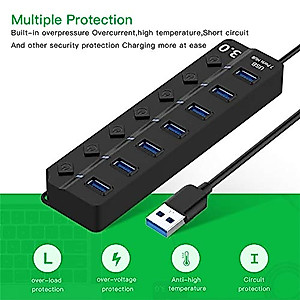 JSANSUI Distributor hub Usb3.0 Splitter 7-Port USB3.07-Port Hub 7-Port High-Speed Multi-hub Extension with PC and Laptop Switch