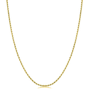 Verona Jewelers 18K Gold 1.5MM Diamond Cut Rope Chain Necklace, 18K Gold Rope Chain, 18K Gold Necklaces,18K Gold Chain Gold Dainty Necklace, Real 18K Gold Chain, 16-30