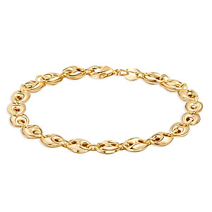 Barzel 18K Gold Plated Puff Mariner Bracelet, 7.5 Inches - Made In Brazil