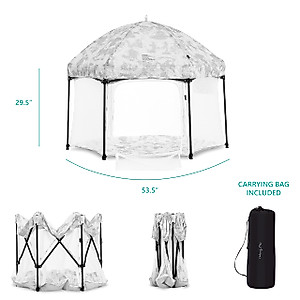 Dream On Me Onyx Playpen Set with Canopy, Storm Grey