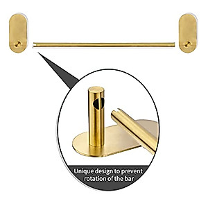 HouseAid 5-Piece Self Adhesive Towel Holder Set for Bathroom, Adhesive Bathroom Hardware Accessories Including Towel Ring, Toilet Paper Holder, 18” Towel Bar and 2 Towel Hooks, Brushed Gold