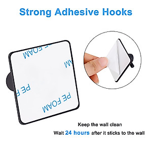 yeulluey 4pcs Towel Hooks for Bathrooms, Adhesive Hooks for Hanging Heavy Duty Waterproof Stainless Steel Black Kitchen Bathroom Wall Hooks for Coats Key Hat Wall Mount Sticky Towel Robe Hook Rack