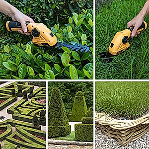 EVEAGE Light Duty Cordless Grass Shears Handheld Grass Hedge Trimmer 2 in 1 Grass Clippers Shrub Bush Trimmer for Garden, with Rechargeable 8V Battery and Charger Included