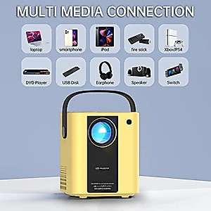 FEICHEN Mini Projector with Screen,Portable Movie Projector with WiFi,7500 Lumen,Multimedia Home Theater WiFi Projector Support 1080P, Compatible with Android,iPhone,HDMI,AV,USB,Laptop.