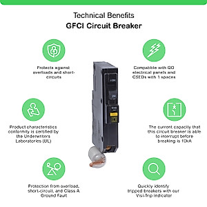 Square D - QO120GFICP QO Qwik-Gard 20 Amp Single-Pole GFCI Circuit Breaker