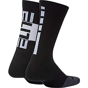 Nike Boy`s Elite Basketball Crew Socks 2 Pack (Black(RN0289-023)/White, 5-7(Kids 10C-3Y))