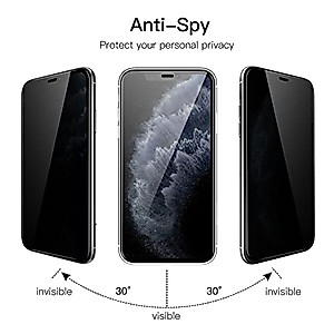 JETech Privacy Full Coverage Screen Protector for iPhone 11 Pro/X/XS 5.8-Inch, Anti-Spy Tempered Glass Film, Edge to Edge Protection Case-Friendly, 2-Pack