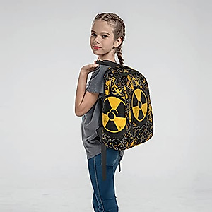 Radioactive Symbol Yellow Doodle Casual Backpack Bookbag Hiking Outgoing Daypack Laptop Pack For Women Men'S Boys Girls