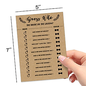 Bridal Shower Game, Guess Who the Bride or Groom Game Cards for Wedding, 30 Wedding Bridal Shower Party Game Cards Ideas for Couple-to-Be, Who Knows the Bride and Groom Fun Activities Card Game