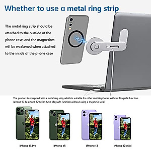 RISLG Laptop Phone Holder, Magnetic Phone Holder, Wireless Charging Monitor Stand, 2 in 1 Portable Foldable Laptop Phone Mount, Portable Foldable Monitor Side Mount Bracket