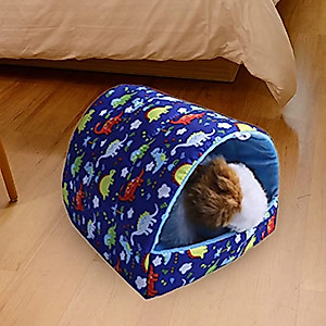 Heave Hamster Nest House Warm Winter Hamster House Large Space Small Pet Bed Hamster Guinea Pigs Cushion Bed Winter Small Animal Accessories Blue M