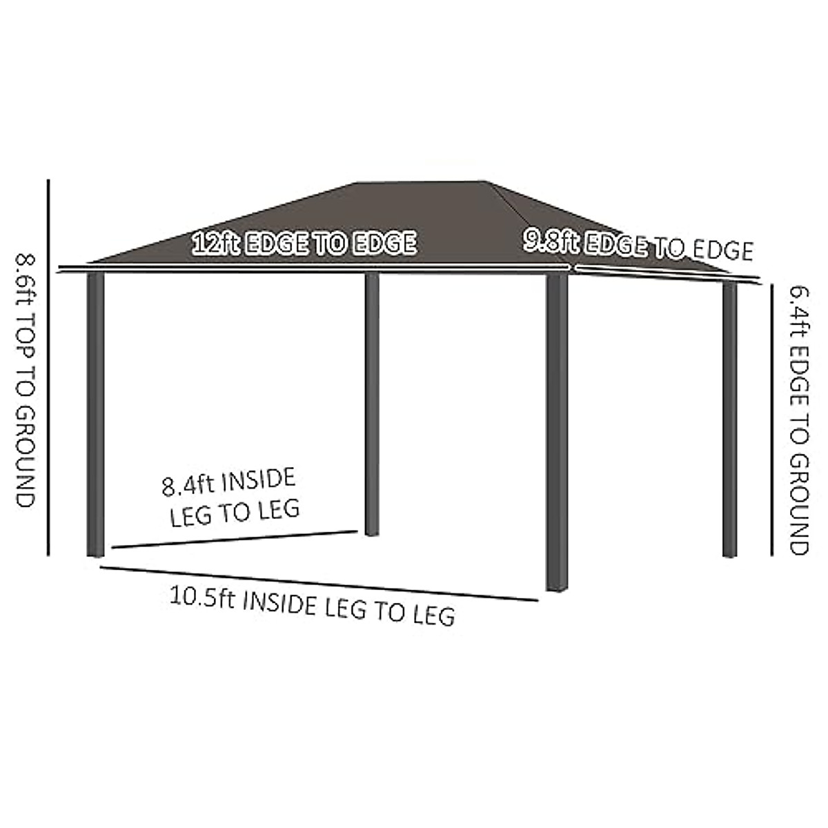 BBQ Gazebo Canopy 10 x 12' Deluxe Gazebo Patio Canopy Hard Top Outdoor Event W/Double Netting Grill Gazebo Shelter for Patio, Garden