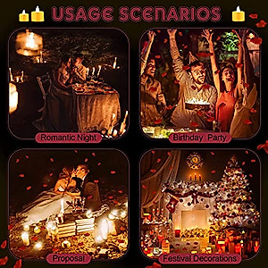 Romantic Decorations Special Night Set, Valentines Day Decor, 24 Pieces LED Tea Lights Candles and 2000 Pieces Artificial Rose Petals for Romantic Night, Valentine's Day, Anniversary or Table Décor