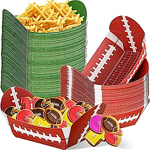 Yungyan 100 Pieces Football Paper Bowl Football Food Trays Nacho Trays Football Paper Party Bowls Football Party Supplies Disposable Serving Trays for Tailgate Party Decorations (Mixed Style)