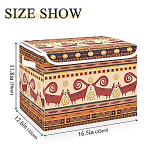 Room Storage Bins with Lids Storage Baskets for Fabric Persian Carpet Tribal Texture Photo Organizing 12x12x16