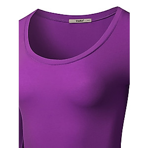 STARJJ Womens Basic Active Slim Fit Scoop Neck Long Sleeve T-Shirt Top (S-2XL) PURPLE L