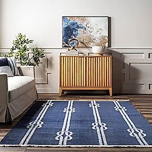 nuLOOM Ida Coastal Ropes Indoor/Outdoor Fringe Area Rug, 8' x 10', Blue