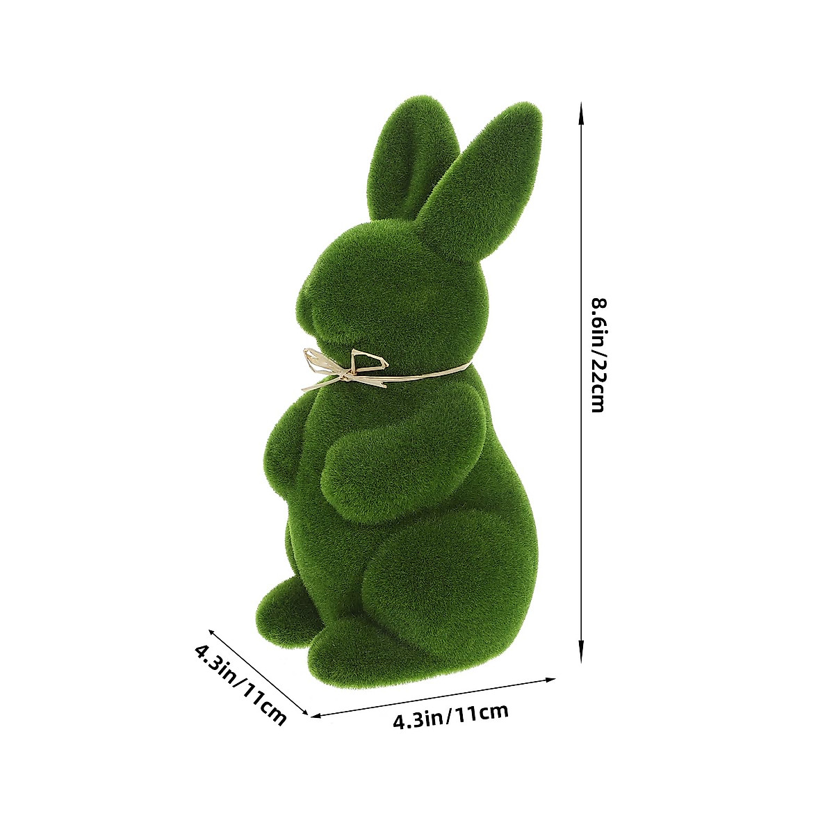 4pcs Bunny Decor Easter Artificial Turf Grass Rabbit Figurine Flocked Animal Bunny Statue Easter Party Favor for Yard Decorations