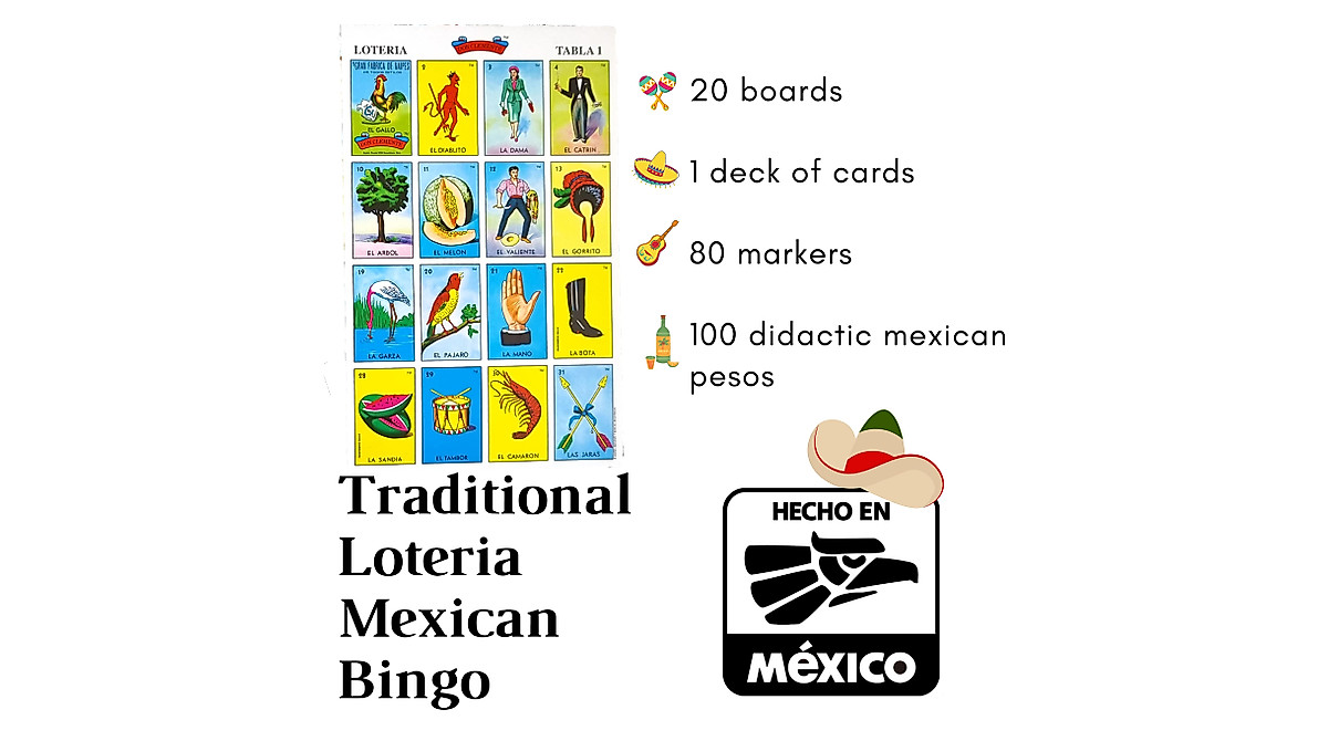 Original Loteria Mexican Bingo - Fun for 20 Players