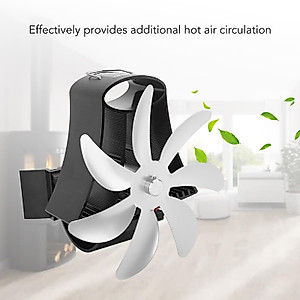 Wood Stove Fan 7 Blade Heat Powered Silent Motors Magnetic Wall Mount (Silver)