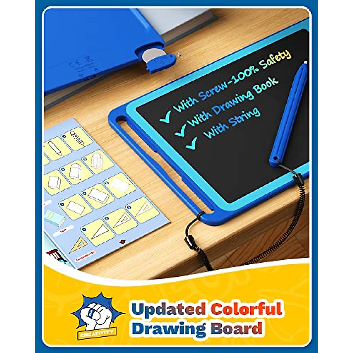 TEKFUN Kids Toys for 2 3 4 Years Old Boys Girls Toddler, 8.5inch LCD Writing Tablet Erasable Drawing Tablet Writing Pads, Kids Travel Learning Toys Boys Girls Birthday Gifts Age 3 4 5 6 7 (Blue)