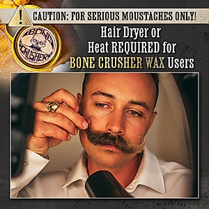 Mustache Wax Extra Strong Hold | 1oz Bone Crusher Moustache & Beard Wax Tin | Grooming For Men | Perfect For Dali Curly English Handlebar Mustaches By Death Grip | Heat Source Required
