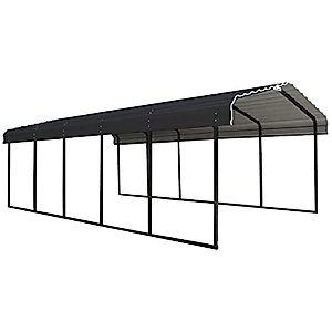 Arrow Carports Galvanized Steel Carport, Full-Size Metal Carport Kit, 12' x 24' x 7', Charcoal
