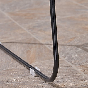 GDFStudio Outdoor Counter Stools, 26" Seats, Modern, Geometric, Black Iron Frames with Ivory Cushion (Set of 2)