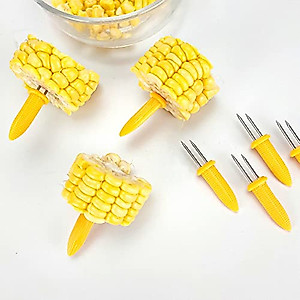 24 Pack Stainless Steel Corn Holders, Corn on The Grill, Corn on The Cob Skewers, Double Fork Sweet Corn Seat, Home & BBQ Cooking Fork
