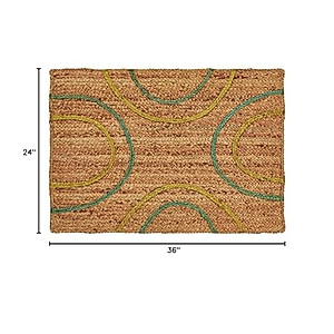 47th & Main Doormat Natural Fiber Jute Braided Accent Rug, 2' x 3', Blue/Green