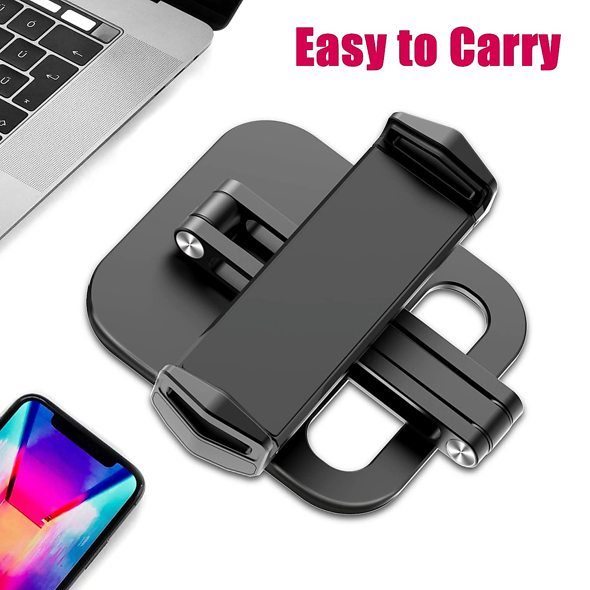 ULANZI Phone Mount Stand Holder for Desktop, VIJIM P001 with 2 Adjustable Arm and 360° Rotates, Universal Foldable Multi Angle, Compatible with iPad iPhone Tablet and More