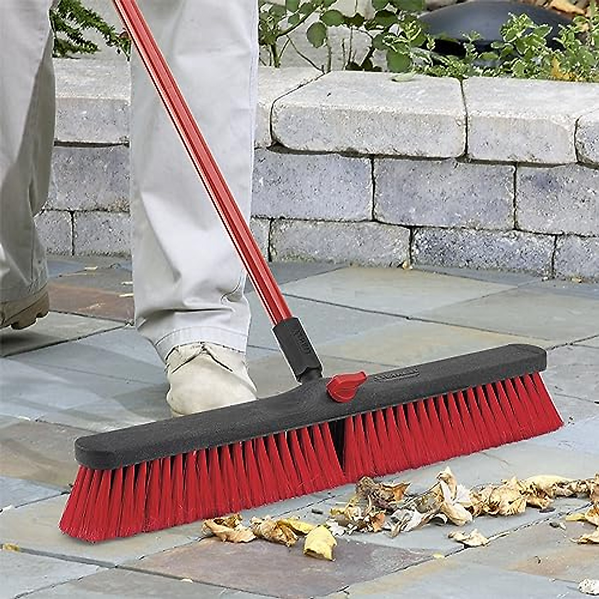 Libman Commercial 805 Multi-Surface Push Broom, 64" Length, 24" Width, Black/Red (Pack of 4)