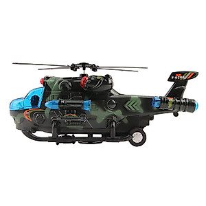 Vokodo Military Helicopter with Lights Sounds Bump and Go Self Riding Army Chopper Aircraft Toy Durable Battery Operated Kids Action Airplane Pretend Play Great Gift for Children Boys Girls Toddlers