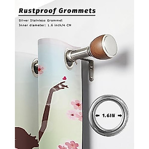 Outdoor Curtains for Patio 2 Panels Set Ballet Dadcing Girl Under Pink Flower Tree Waterproof Privacy Outside Curtain Sun Blocking Grommet Blackout Drapes for Porch Gazebo Pergolas Balcony 52x95 Inch