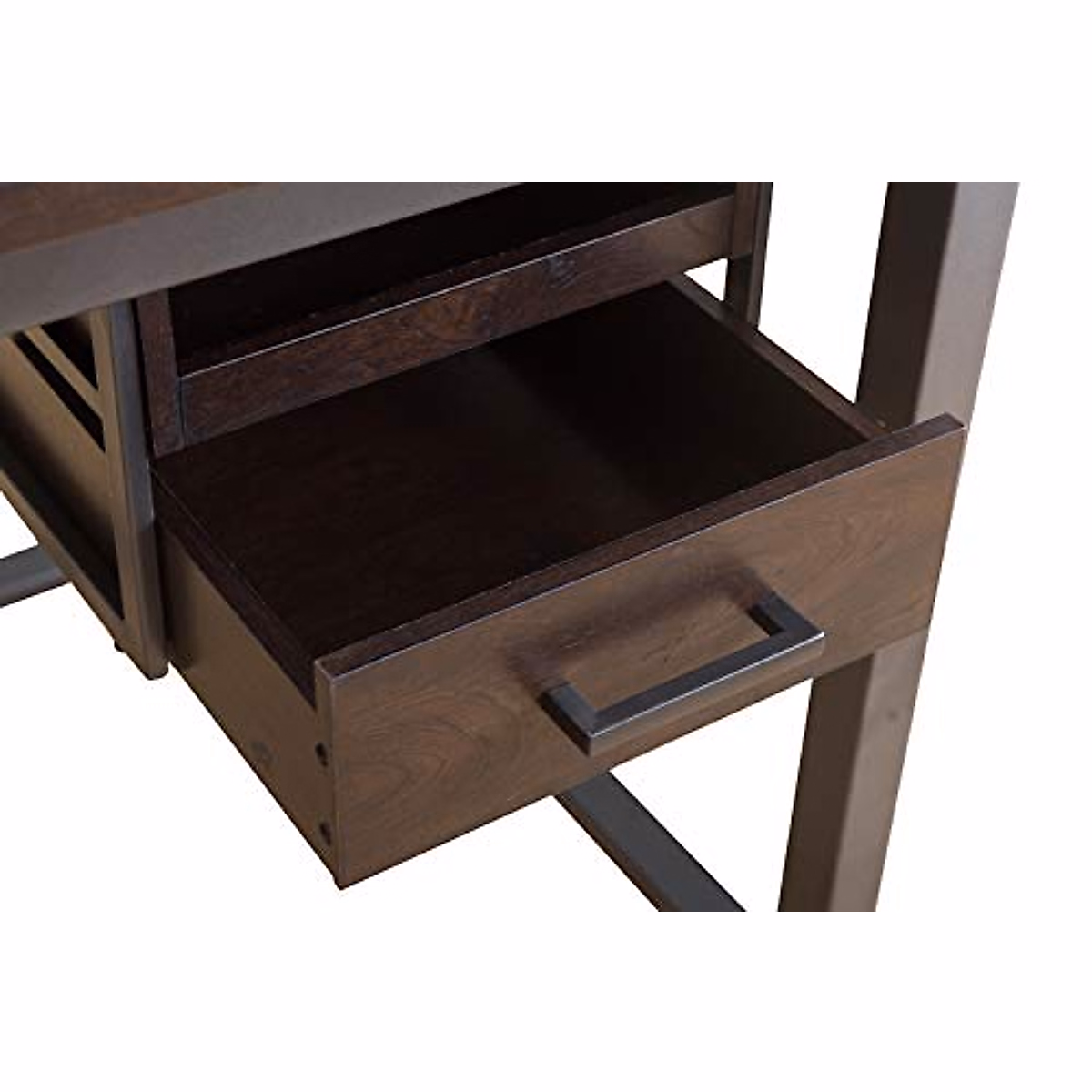 Studio Space 58" Modern Wood, Simple Style Study Laptop Computer Desk Home Office Workstation with Motion Storage Drawer and Metal Frame, Brown