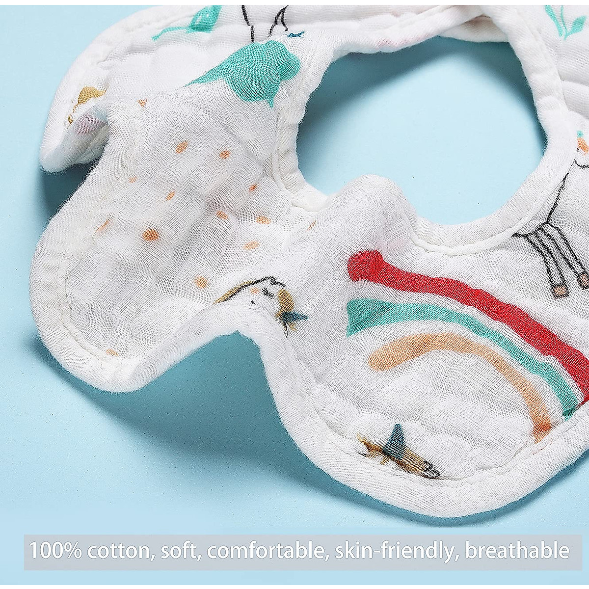 6pcs Baby Petal Bibs 360Degree Rotating Multicolor 100percent Cotton Super Soft and Absorbent with 8 Layers of Gauze Suitable for 03 Years Old Boys and Girls Who Are Teethi