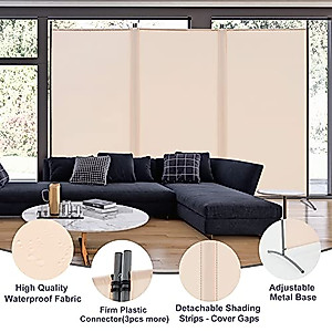 Spurgehom Room Divider,3 Panel Folding Partition Privacy Screens, Freestanding Fabric Room Panel, Portable Folding Room Divider Wall for Office, Room,Restaurant，102" W X 71" H Beige