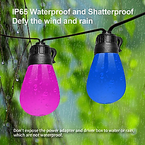 morefulls Outdoor String Lights - 48ft Multi-Color LED Patio Lights Withwith 15 Dimmable RGB LED Bulbs App Control IP65 Waterproof Colorful LED Bulbs