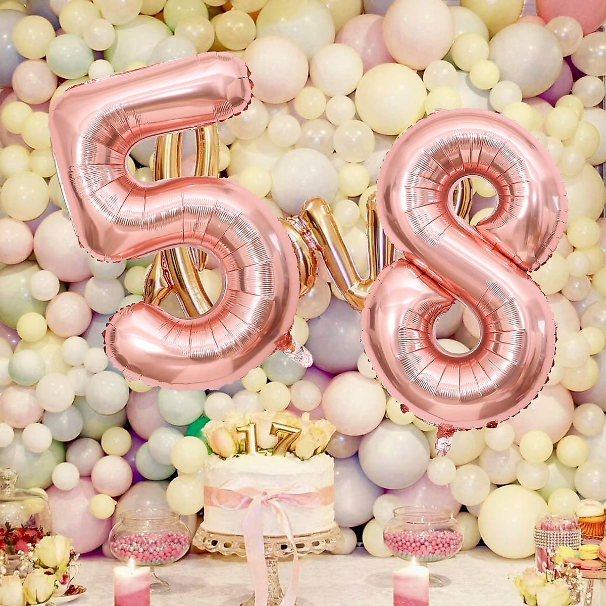 YFHVJTKO 40 Inch Number 52 Foil Balloons 52th Celebration Decorations for Happy 52th Birthday Party Wedding Bridal Shower Engagement Photo Shoot Anniversary Decoration, Number 52 Rose Gold Balloon