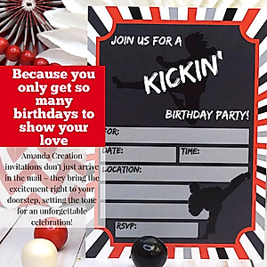 Karate, Tae Kwon Do, Martial Arts Birthday Party Invitations, 20 5x7 Fill In Cards with Twenty White Envelopes by AmandaCreation