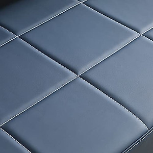 BIAYE Set 57.9" Width Modern Upholstery Faux Bonded Leather Loveseat Living Room Accent Love Seats for Small Spaces 2 Seater Couch Sofa Studio Furniture with Golden Metal Arms,Blue