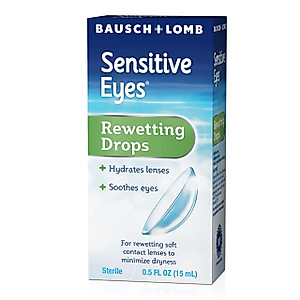 Bausch & Lomb Sensitive Eyes Contact Lens Solution, for Rewetting Soft Contact Lenses, 0.5 Fl Oz